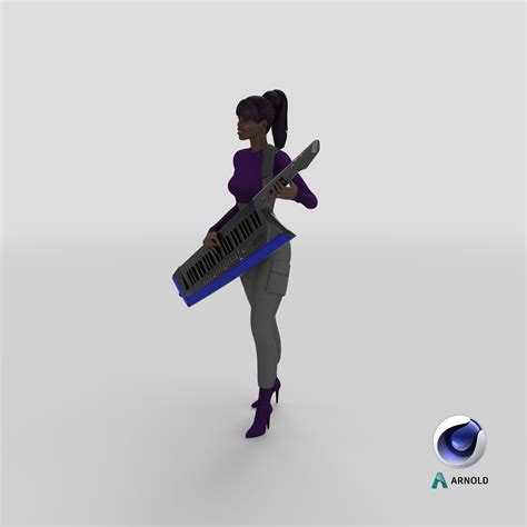 Woman With Keytar 3d Model 179 3ds Blend C4d Fbx Max Ma Lxo Obj Gltf Upk
