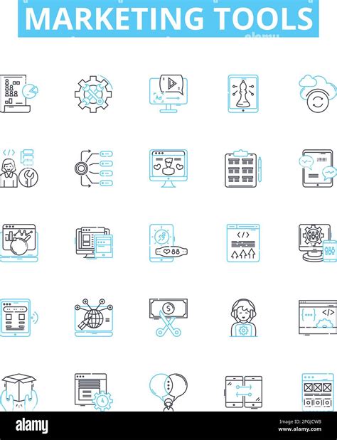 Marketing Tools Vector Line Icons Set Tools Marketing Crm Seo