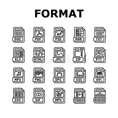file format document icons set vector stock vector illustration of