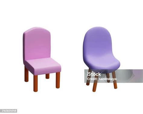 흰색 배경에 분홍색과 라일락 색조의 의자 두 개의 안락 의자가 있는 3d 일러스트 0명에 대한 스톡 벡터 아트 및 기타 이미지 0명 3차원 형태 가구 Istock