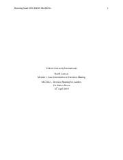 Module 1 Case Assignment David Lawson Docx Running Head DECISION