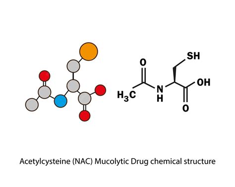 Premium Vector Acetylcysteine Nac Mucolytic Drug Chemical Skeletal Formula