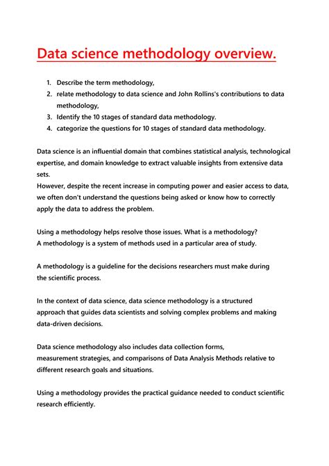 Solution Methodology Overview Of Data Science Studypool