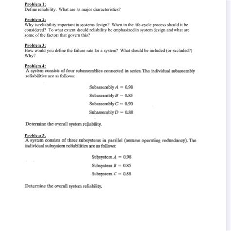 Solved Problem Define Reliability What Are Its Major Chegg