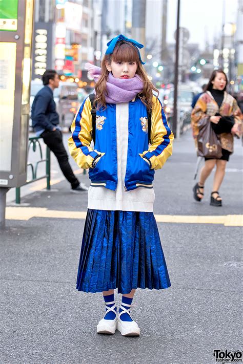 Vintage Sukajan Pleated Skirt And Tokyo Bopper Shoes In Harajuku Tokyo