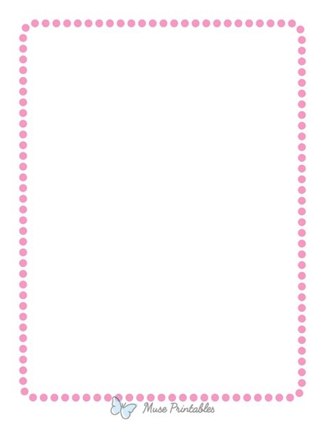 Printable Pink Rounded Medium Dotted Line Page Border