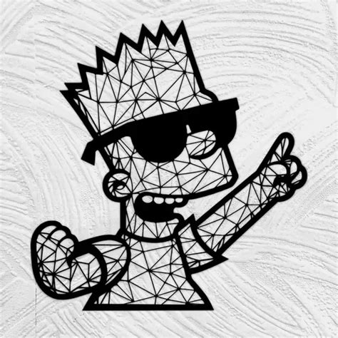 🎨 Geometric Bart Simpson Wall Art 3d Printable Modern Silhouette・ Stl