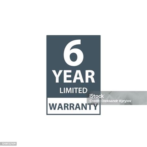6 년 제한 보증 아이콘 또는 라벨 고객 인증서 보증 스탬프 또는 스티커 흰색 배경에서 격리된 벡터 그림 고객에 대한 스톡 벡터 아트 및 기타 이미지 Istock