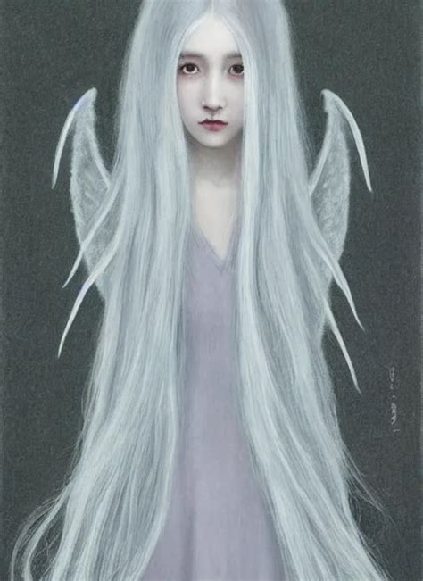 Tall Thin Young Wan Beautiful Angel Silver Hair So Stable Diffusion