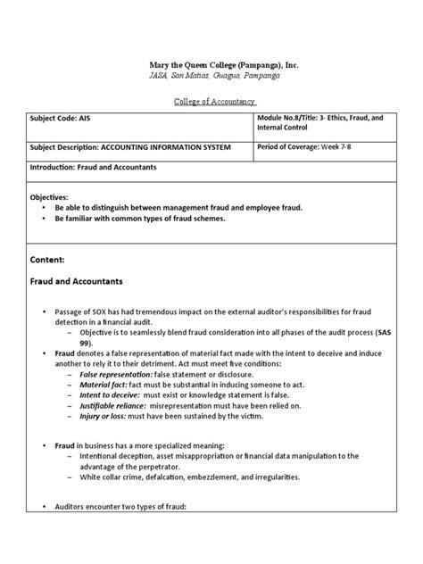 Ais Module 8 Pdf Fraud Financial Audit