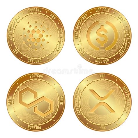 Set Of Isolated Crypto Coins Icon Stock Vector Illustration Of