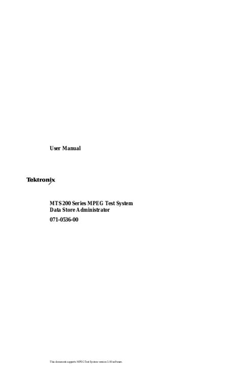 Tektronix Mts210 Mts215 Mts2f25 Mts2f40 Mts2f01 User Manual