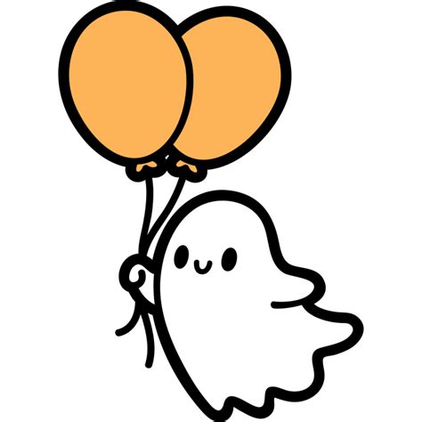Cute Ghost Flying With Balloons
