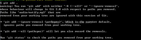 git add 失败。warning you ran git add with neither a all or