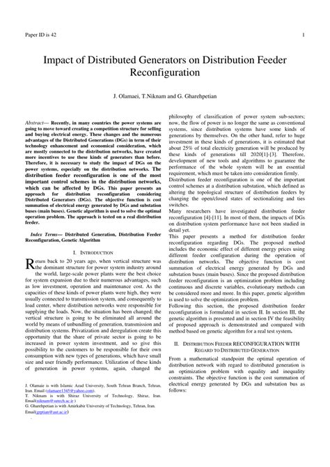 Pdf Impact Of Distributed Generators On Distribution Feeder Reconfiguration
