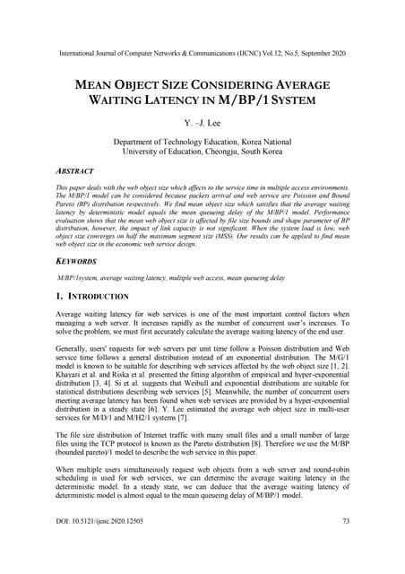 Mean Object Size Considering Average Waiting Latency In Mbp1 System Pdf