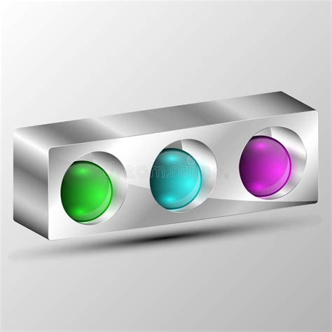 Metallic 3d Rectangle In Perspective With Multi Colored Spheres Inside
