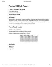 Error Analysis Lab Report Pdf Error Analysis Lab Report Physics Lab Report Lab