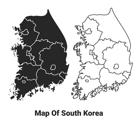 Premium Vector Vector Black Map Of South Korea Country With Borders