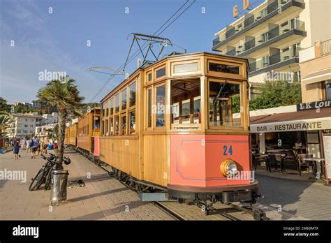 Tren Des Soller Historic Tramway Port De Soller Majorca Spain Stock