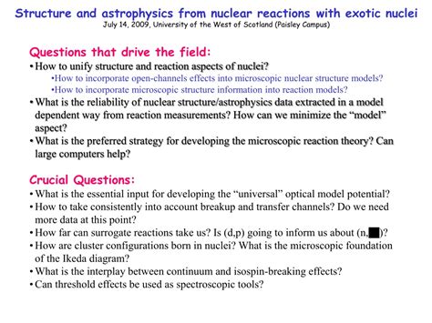 Ppt Structure And Astrophysics From Nuclear Reactions With Exotic Nuclei Powerpoint