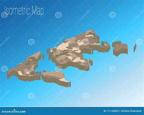Map World Isometric Concept 3d Flat Illustration Stock Vector