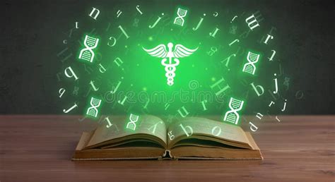 Open Medical Book With Health Icons Above Stock Image Image Of