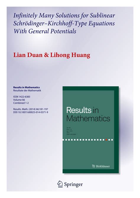 Pdf Infinitely Many Solutions For Sublinear Schrödingerkirchhoff Type Equations With General