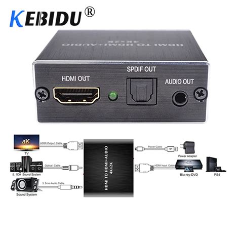 Kebidu 4k X 2k Hdmi Audio Extractor Optical Toslink Spdif 3 5mm