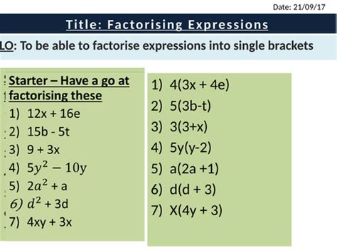Factorising Quadratics Gcse Higher Teaching Resources