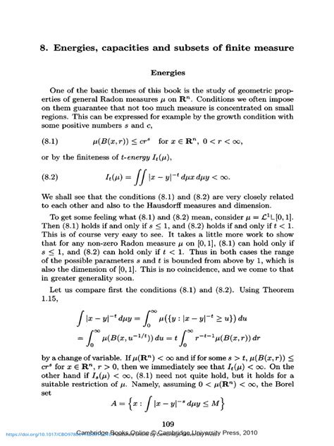 Geometry Of Sets And Measures In Euclidean Spaces Energies
