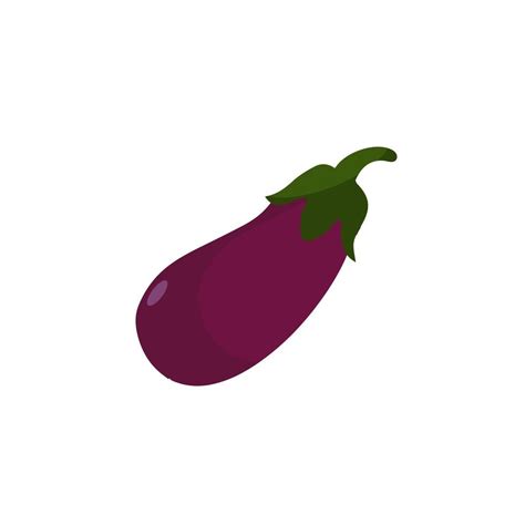 Eggplant Vegetable Icon Flat Cartoon Aubergine Isolated On White