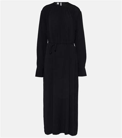 TOTÊME Gathered Crêpe Maxi Dress Black Editorialist