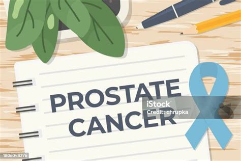 11월 전립선암 인식의 달을 상징하는 나선형 노트와 파란 리본으로 쓰여진 전립선암 전립선암에 대한 스톡 벡터 아트 및 기타 이미지 전립선암 건강 진단 개념 Istock