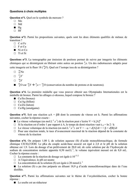 corrigé Olympiades de chimie
