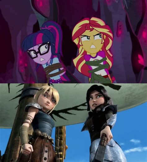 Astrid And Heather Save Sci Twi And Sunset Shimmer By Supergreenboi On