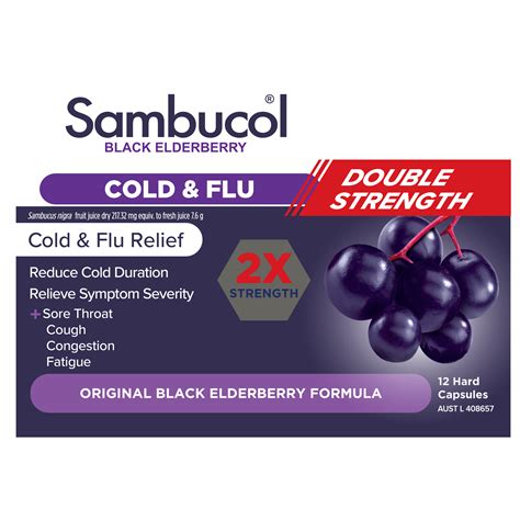 Sambucol Double Strength Cold And Flu Capsules 12s