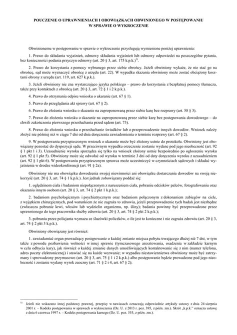 Druk POPSW Pouczenie o uprawnieniach i obowiązkach obwinionego w postępowaniu w sprawie o