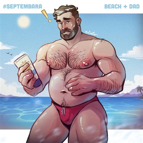 Rule 34 Beach Bulge Daddy Dilf Eido Art English Text Hairy Chest