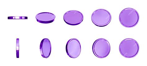 premium vector d realistic purple metal coins in different views