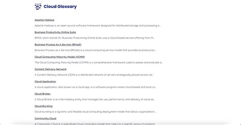 Rapid Elasticity Cloud Glossary