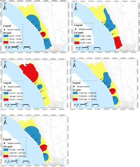 Spatial Distribution Maps Of Pb Cd Cr Fe And Mn In Seawater Of Download Scientific Diagram