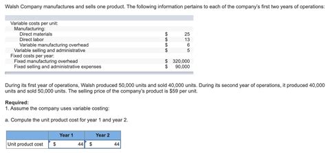 Solved Im Having Issues Finding The Fixed Manufacturing