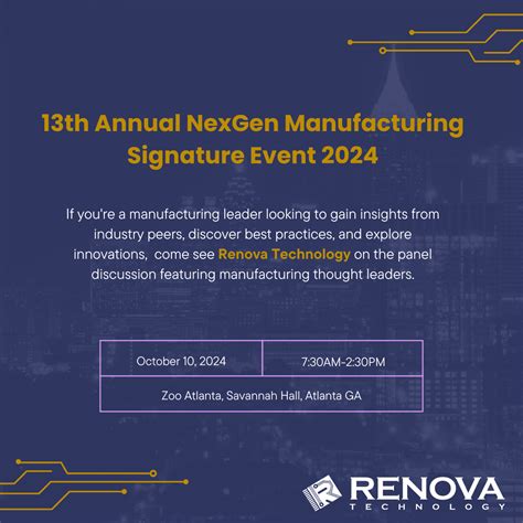 13TH ANNUAL NEXT GENERATION MANUFACTURING SIGNATURE EVENT Renova