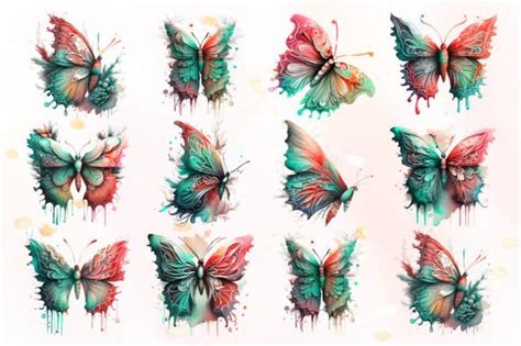 Watercolor Colorful Butterfly Png Bundle Graphic By Bdbgraphics