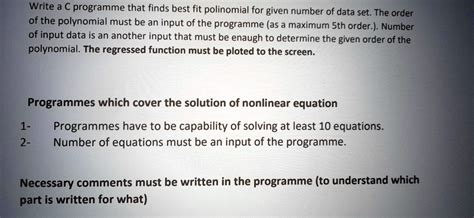 Solved Texts Write A C Program That Finds The Best Fit Polynomial For A Given Number Of Data