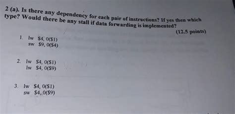 Solved 2 A Is There Any Dependency For Each Pair Of
