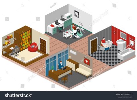 Daily Routine Isometric Flowchart Morning Work ภาพประกอบสต็อก 2176617777 Shutterstock