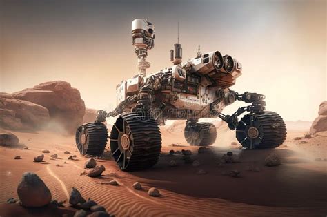 Mars Rover Exploring The Surface Of The Red Planet Generative Ai Stock