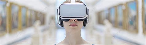 배경이 흐릿한 아트 갤러리에서 Vr 안경과 헤드폰을 착용한 사람 사람 안경 착용 배경 일러스트 및 사진 무료 다운로드
